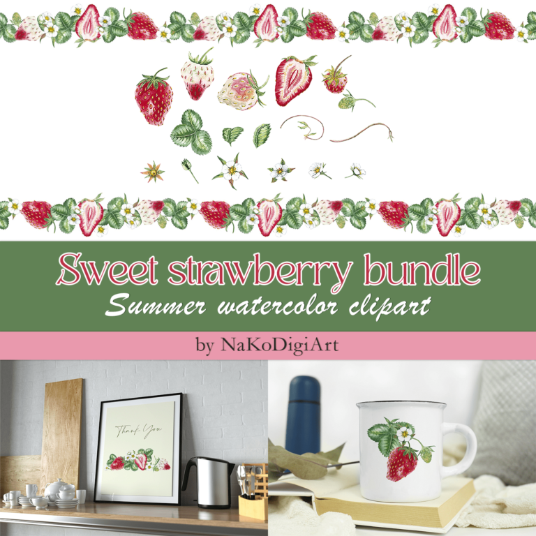Watercolor Sweet Strawberry Clipart – MasterBundles