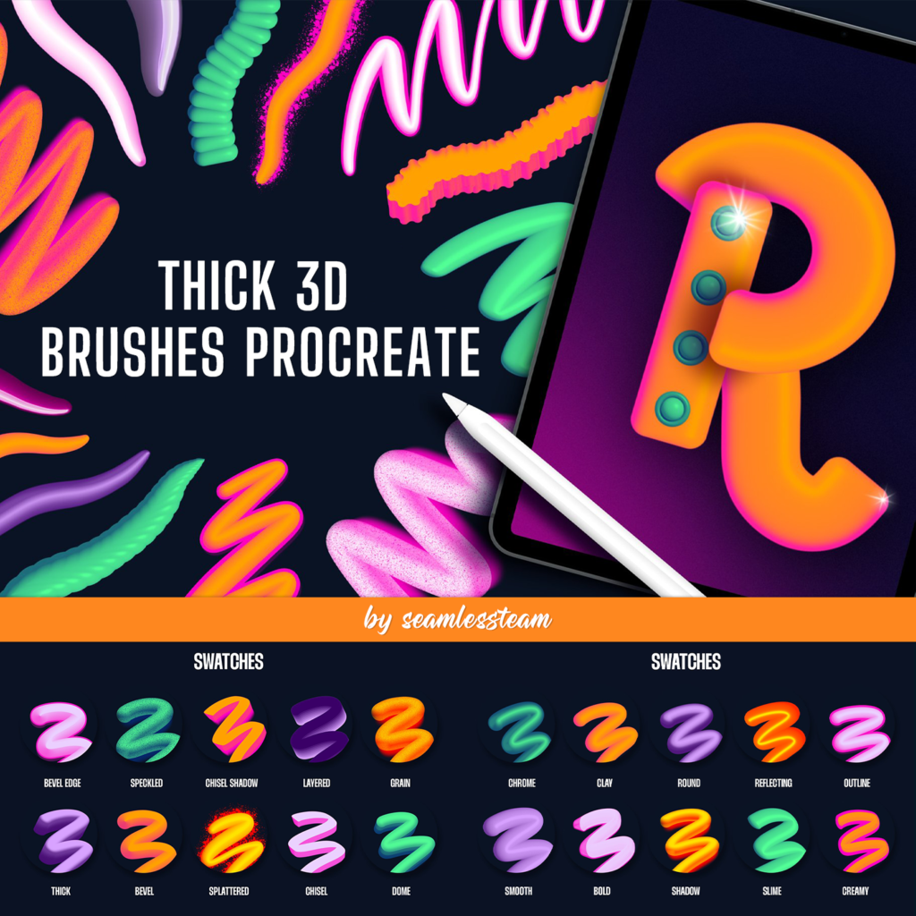 Thick 3D Brushes Procreate – MasterBundles