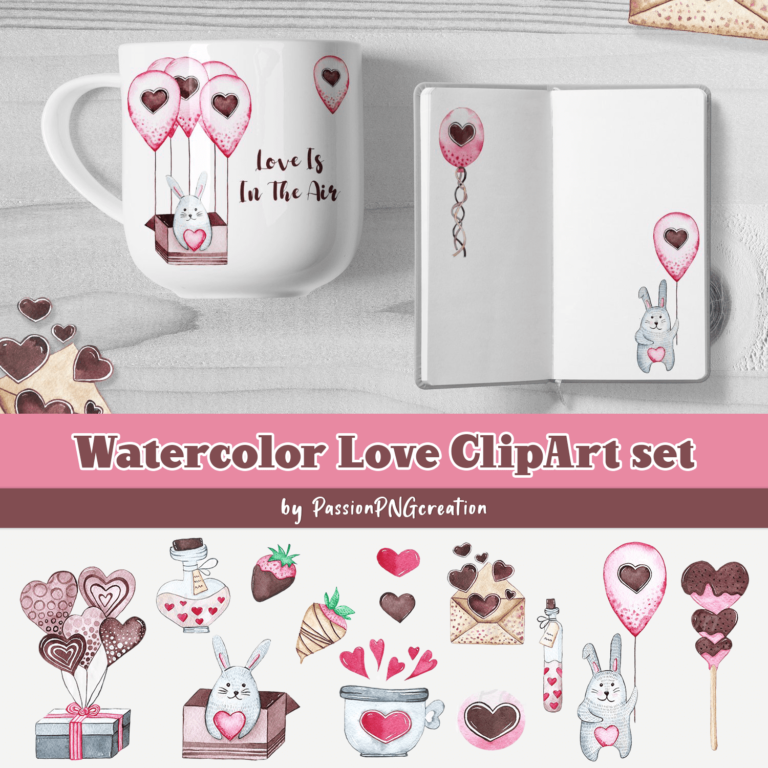 Watercolor Love ClipArt Set – MasterBundles