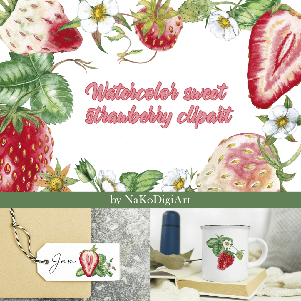 Watercolor Sweet Strawberry Clipart – MasterBundles