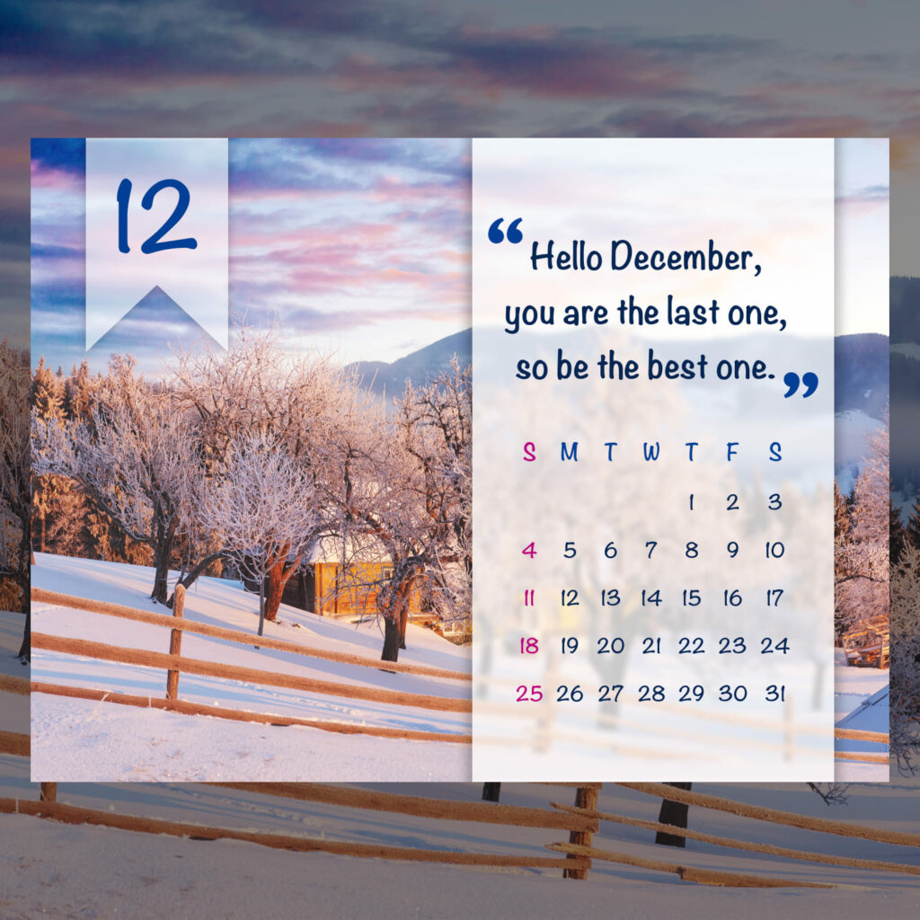Hello December Free Calendar – MasterBundles