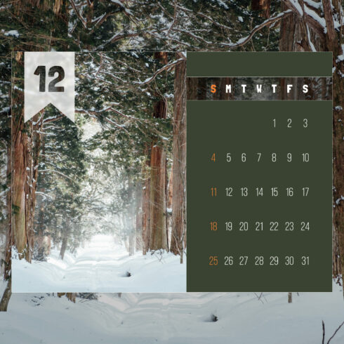 Free December Forest Calendar – MasterBundles