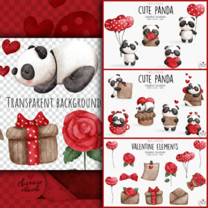 Valentine's Panda Clipart – MasterBundles
