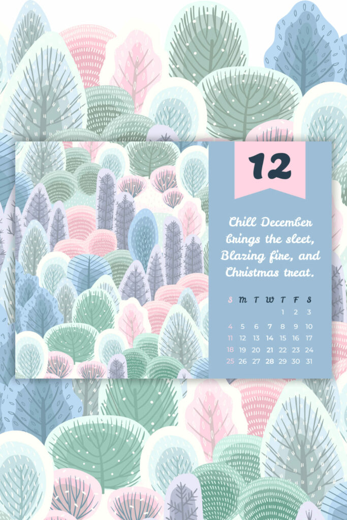 Free December Cute Calendar – MasterBundles