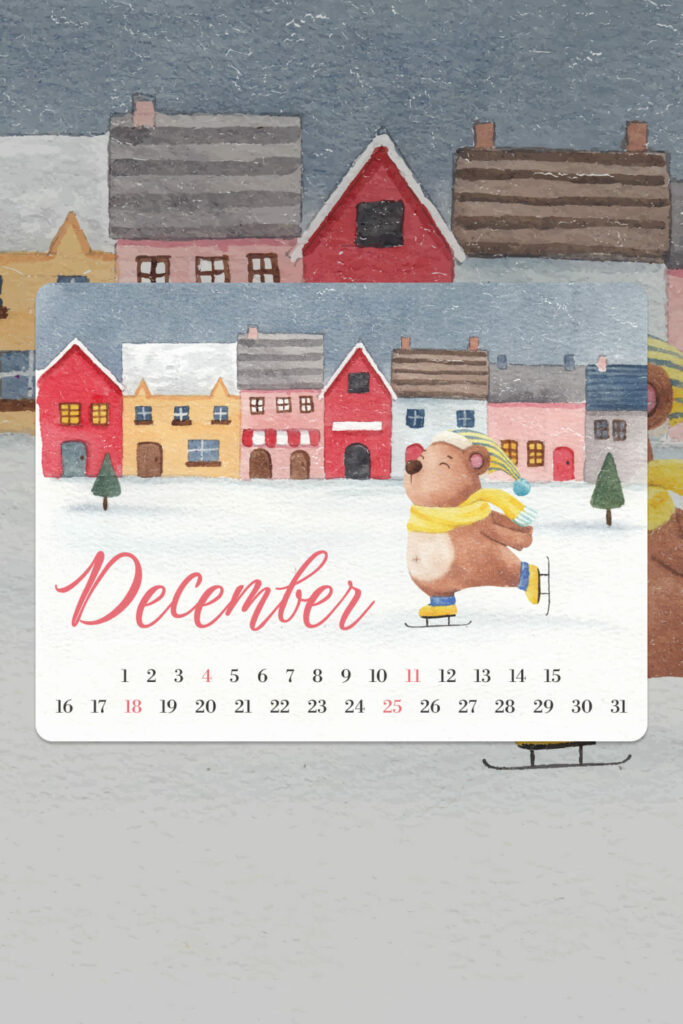 Free December Cartoon Calendar – MasterBundles