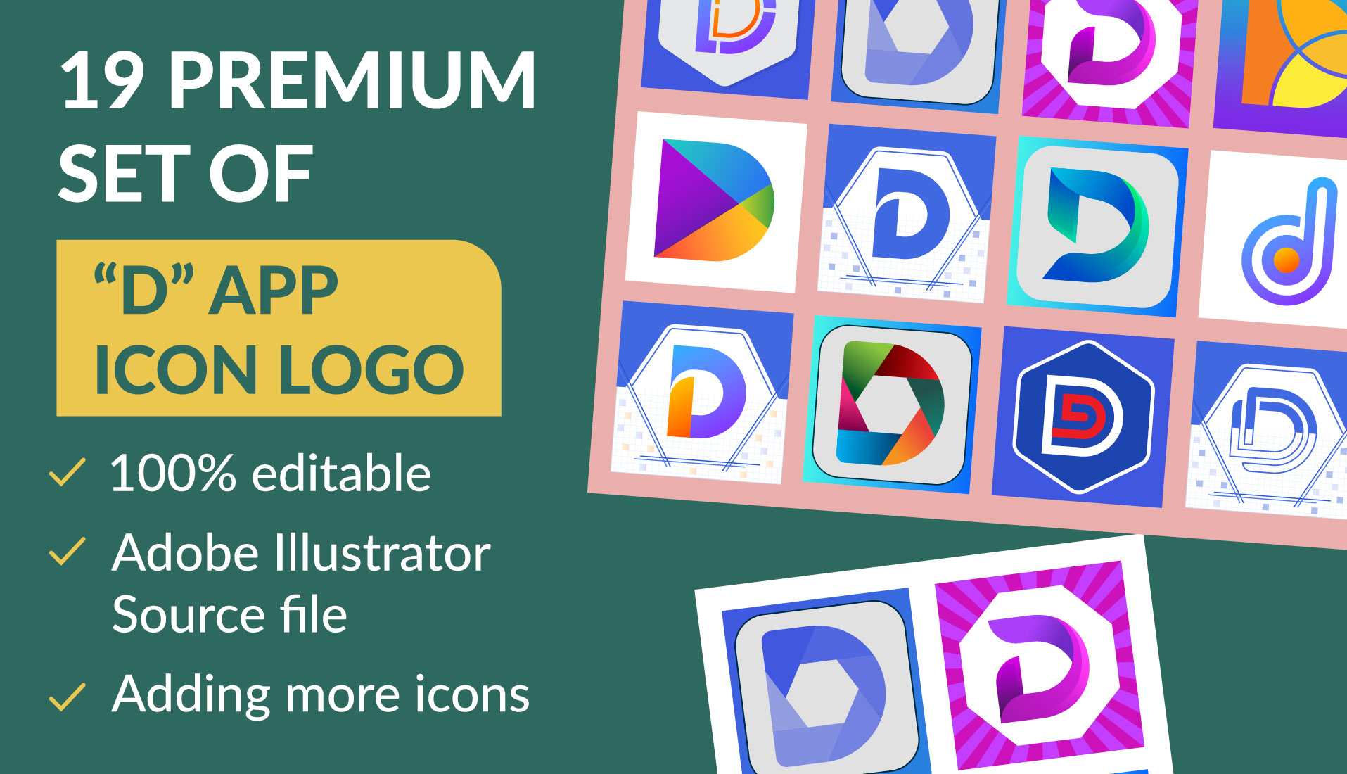 19 Premium set of "D" App Icon $15 - MasterBundles