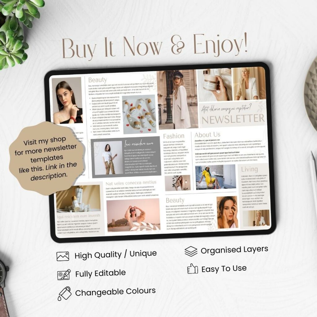 Canva Newsletter Template Cosmetics - Digital and Print Ready ...