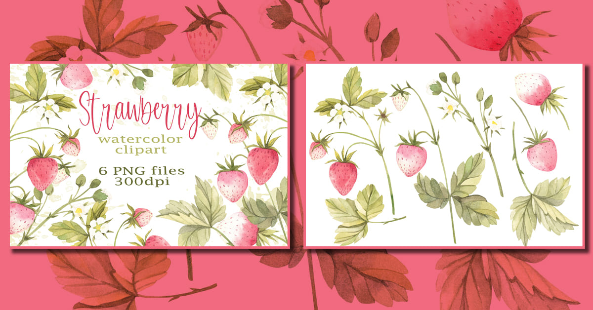 Strawberry PNG | Watercolor Clipart Bundle – MasterBundles
