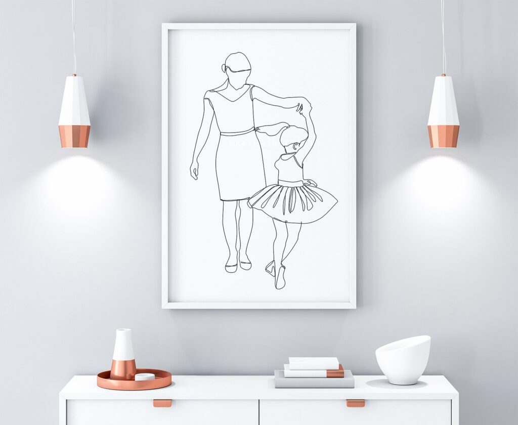 Mother and Me One Line Art – MasterBundles