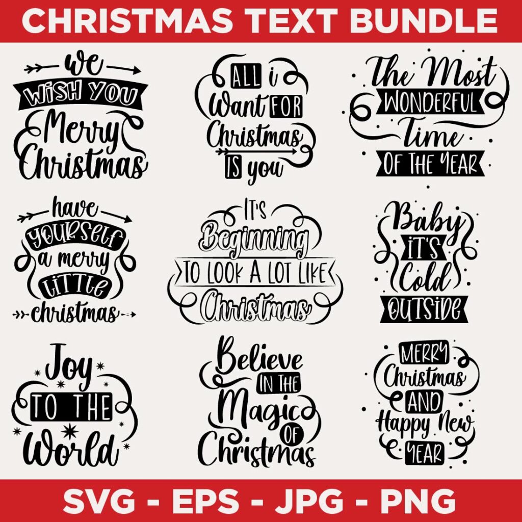 Merry Christmas SVG Text Bundle - MasterBundles