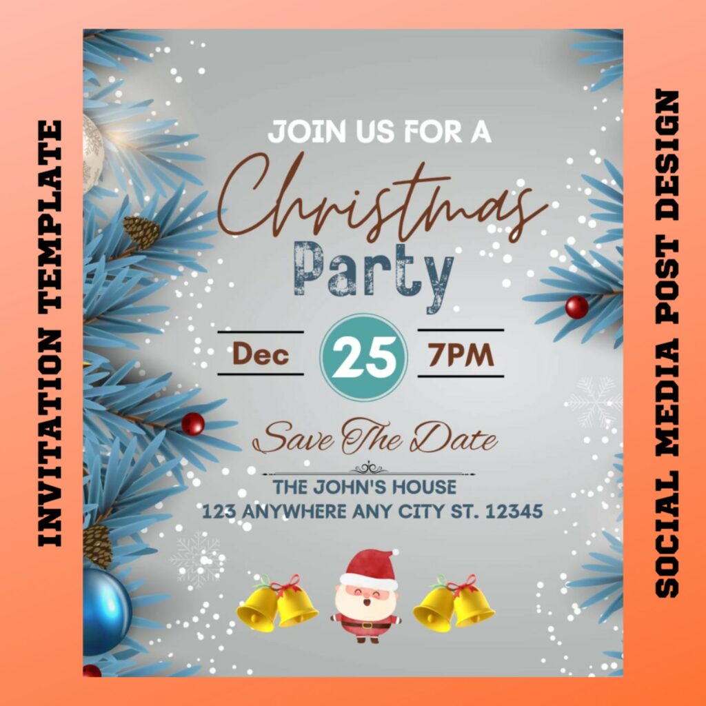 CHRISTMAS INVITATION TEMPLATE/INVITATION TEMPLATE - MasterBundles