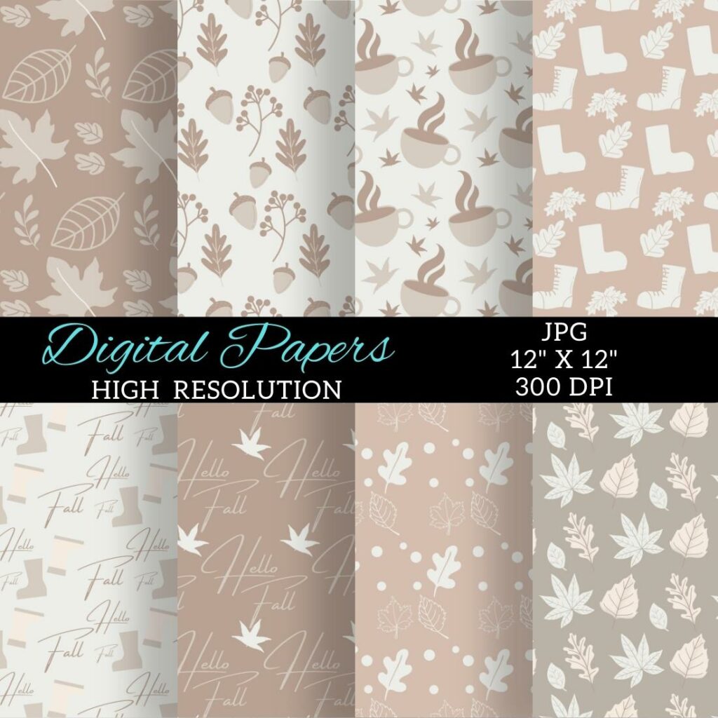 Boho Fall Digital Paper Patterns Design | MasterBundles