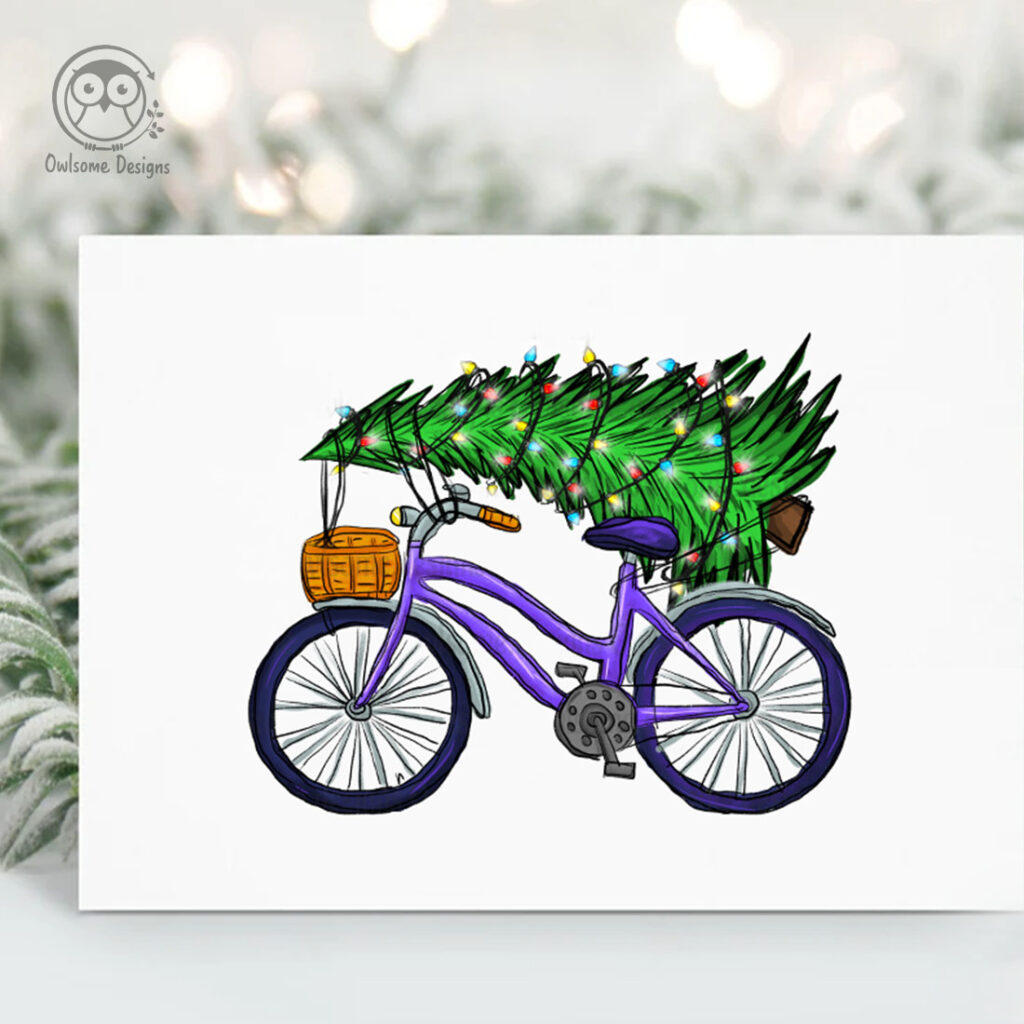 Christmas Tree On Bicycle PNG Design - MasterBundles