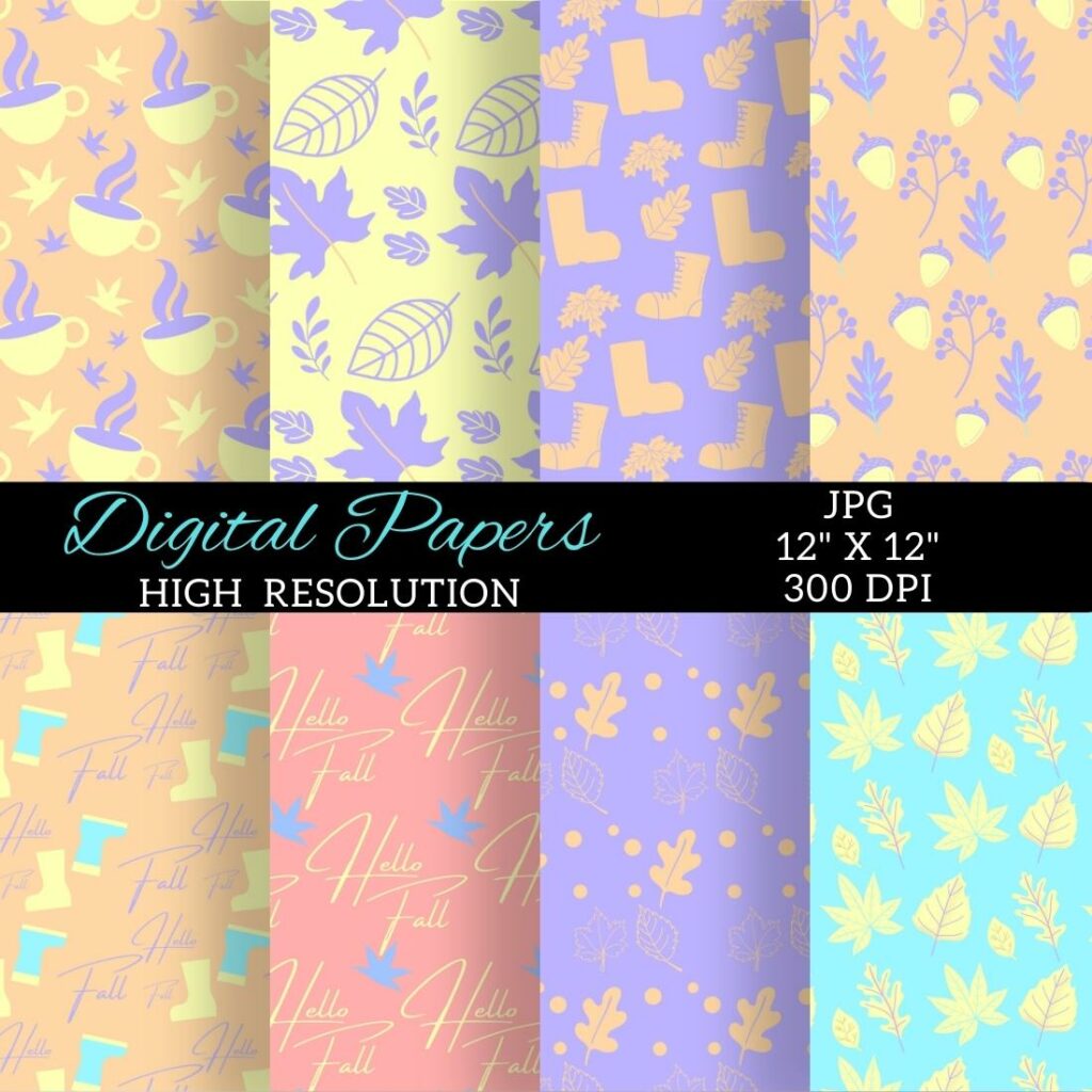 Boho Autumn Digital Paper Patterns Design - MasterBundles