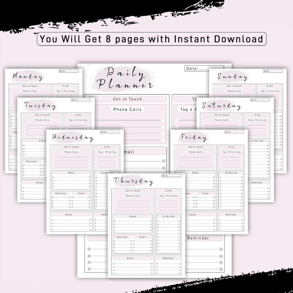 Efficient Daily Printable Planner For Keeping Track Of Your Plans And ...