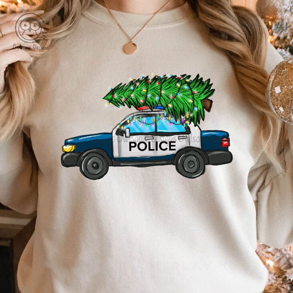 Christmas Tree On Police Car PNG - MasterBundles