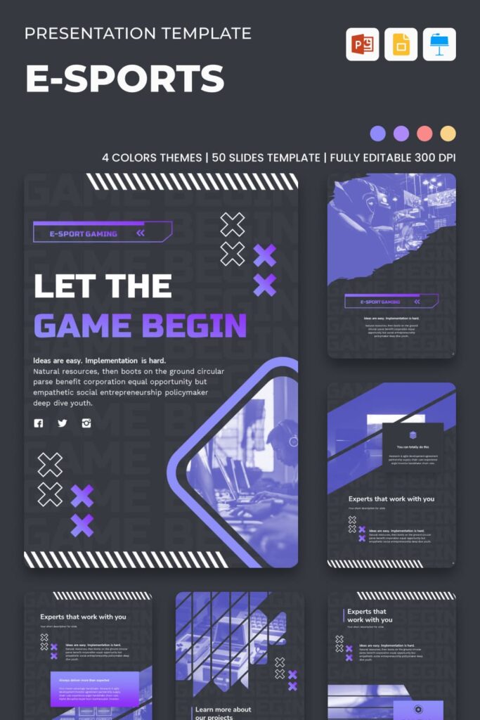 eSports Vertical Presentation Template: 50 Slides – MasterBundles
