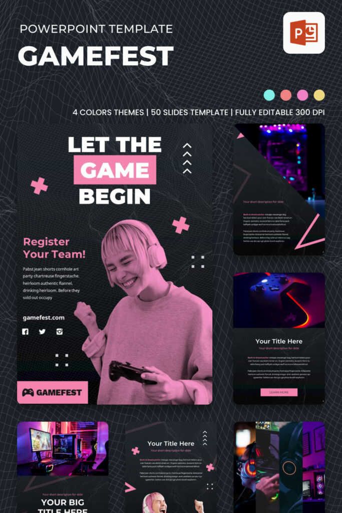 Vertical Game Fest PowerPoint Template – MasterBundles