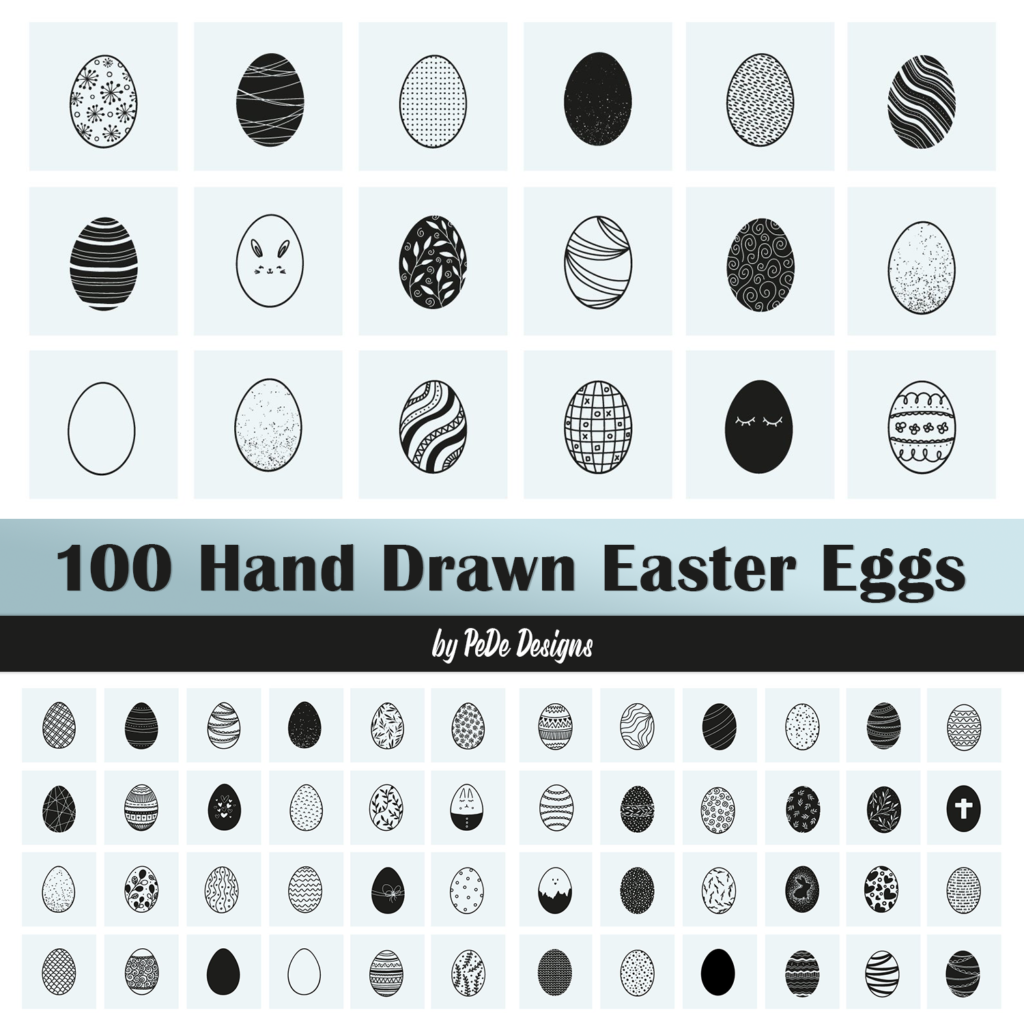 100 Hand Drawn Easter Eggs – MasterBundles