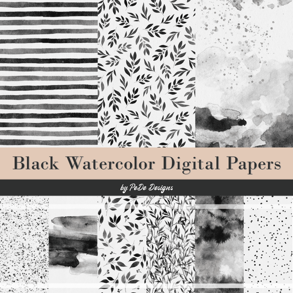 Black Watercolor Digital Papers – MasterBundles