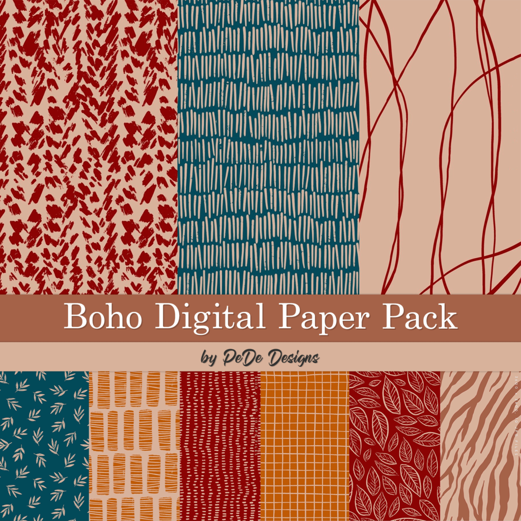 Boho Digital Paper Pack – MasterBundles