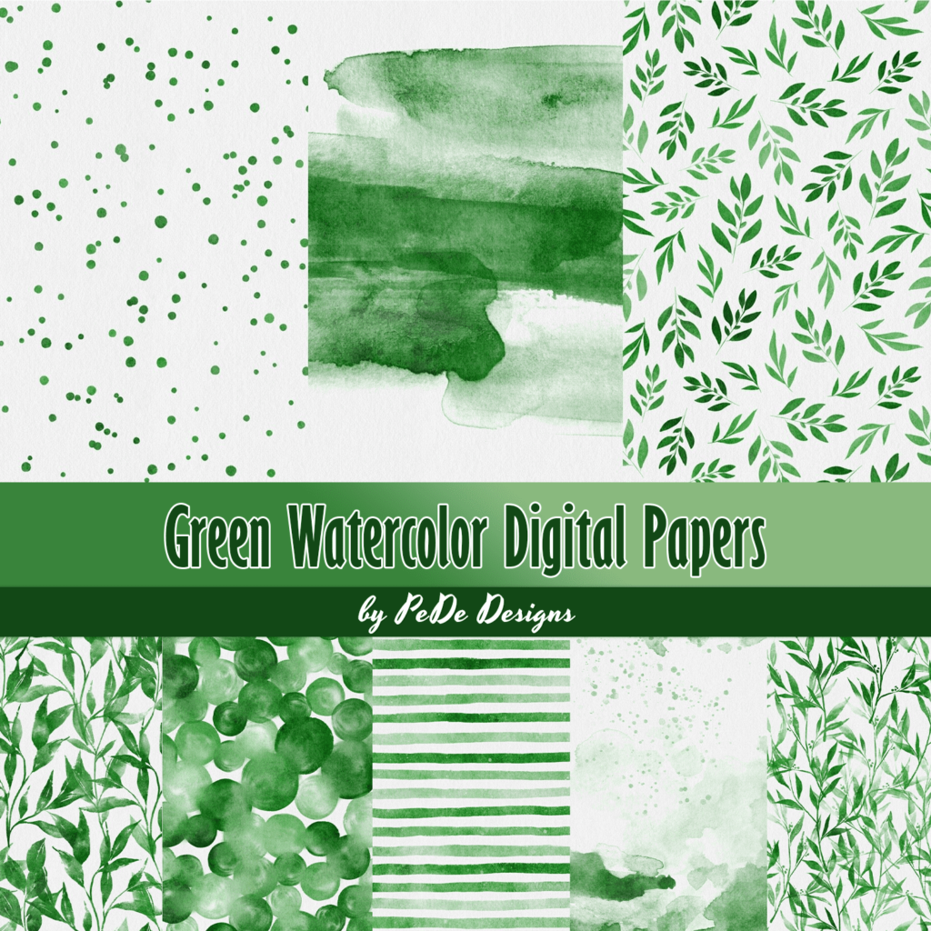 Green Watercolor Digital Papers – MasterBundles