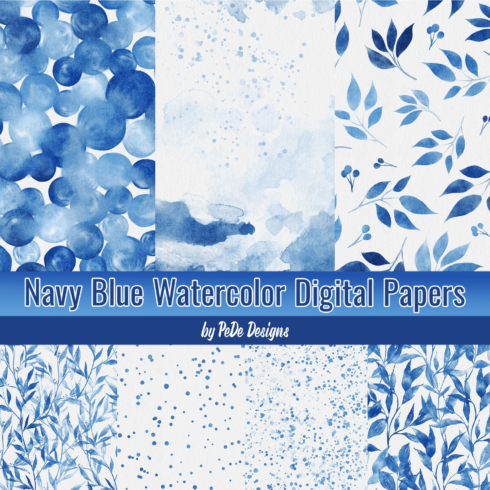 Navy Blue Watercolor Digital Papers – MasterBundles