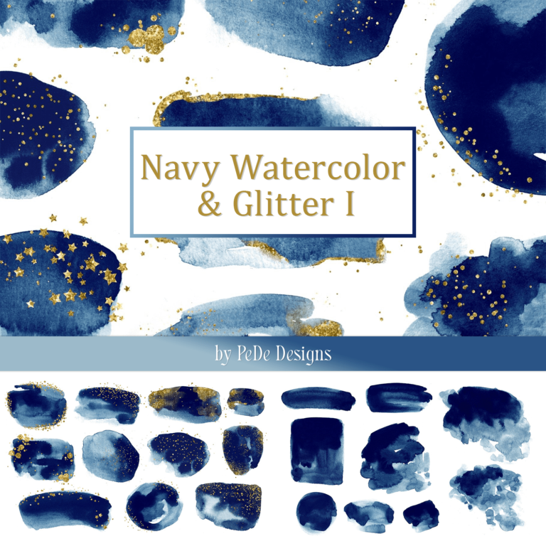 Navy Watercolor & Glitter I – MasterBundles