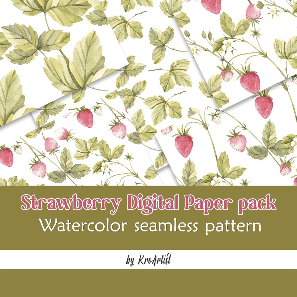 Strawberry Digital Paper Pack | Watercolor Seamless Pattern – MasterBundles