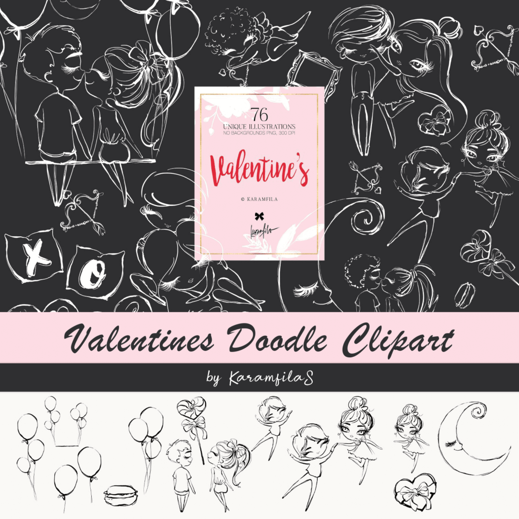 Valentines Doodle Clipart – MasterBundles