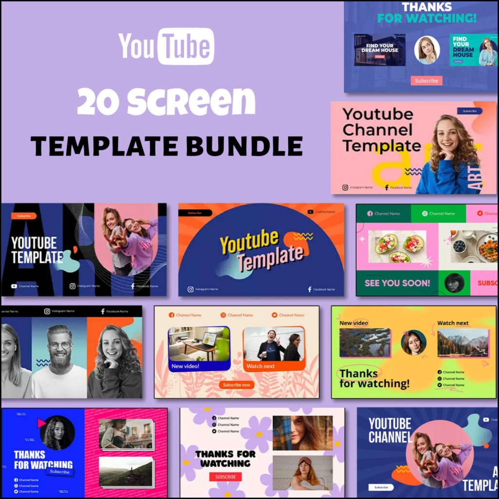 20 Screen Youtube Templates Bundle – MasterBundles