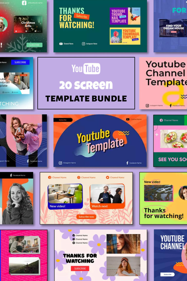20 Screen Youtube Templates Bundle – MasterBundles
