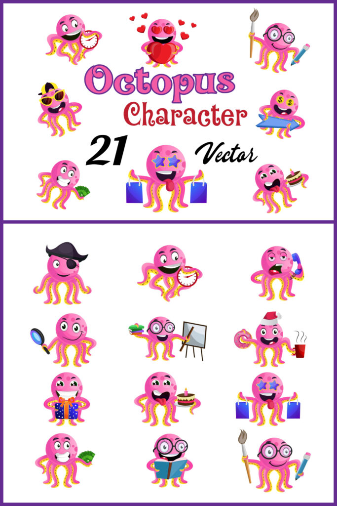 21X Octopus Character Illustrations – MasterBundles