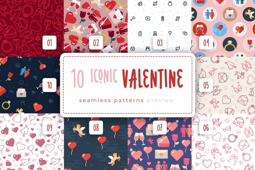 Iconic Valentine Seamless Pattern – MasterBundles