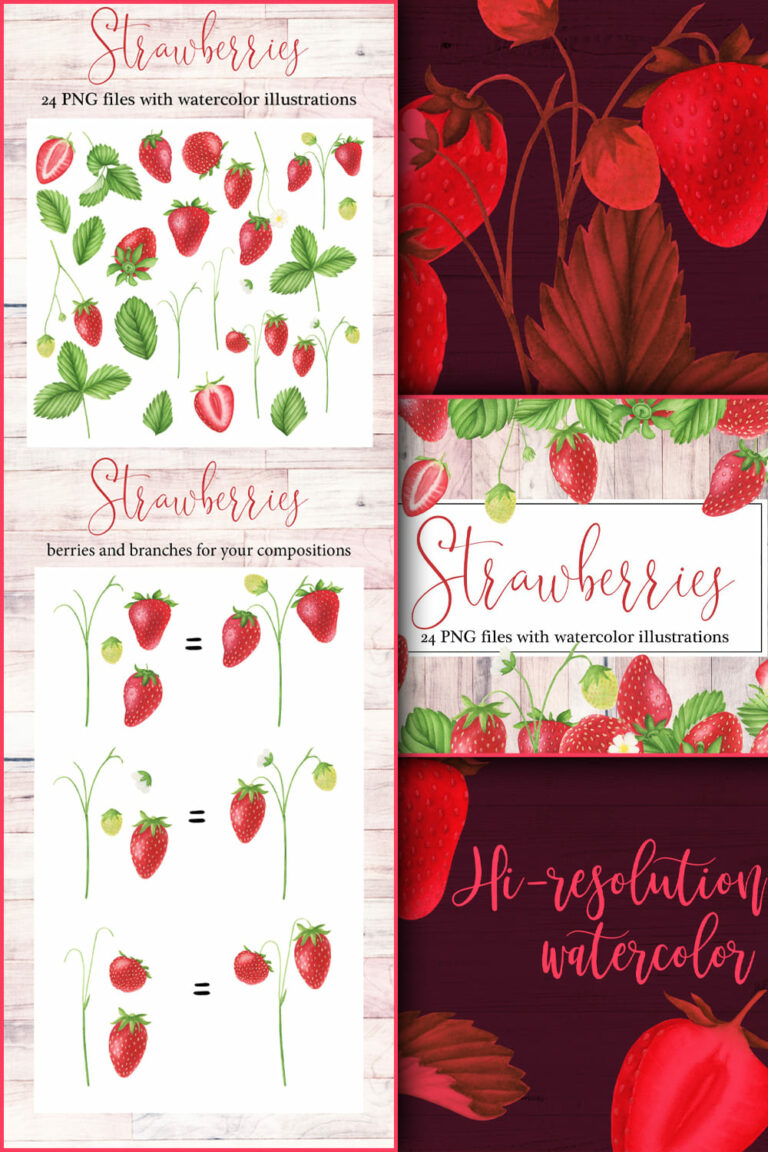 Strawberries Watercolor Clipart – MasterBundles
