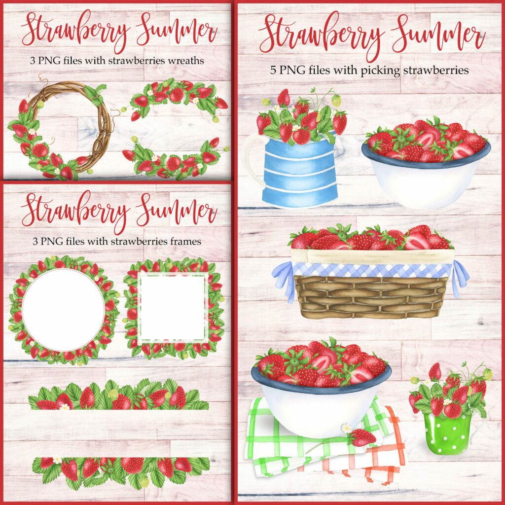 Strawberries Watercolor Clipart – MasterBundles