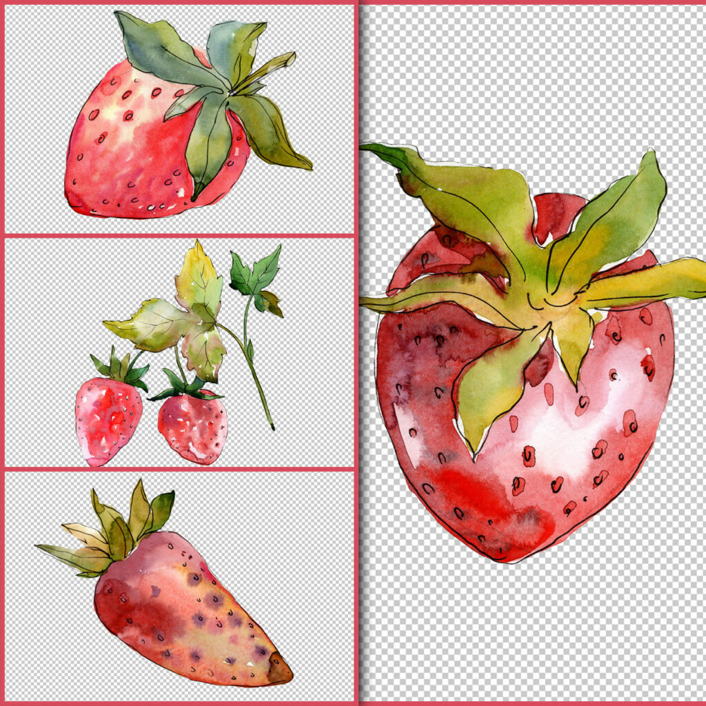 Strawberry "Alba" Watercolor Png | MasterBundles