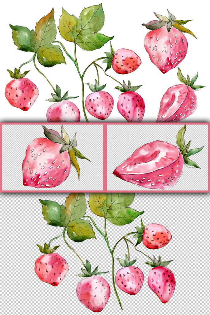 Strawberry Red Watercolor Png – MasterBundles