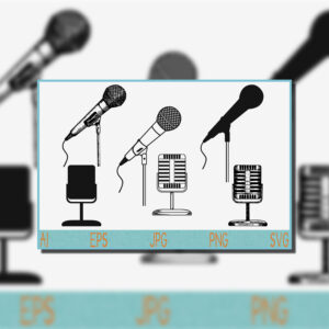 Microphone on a Stand Set Vector SVG – MasterBundles