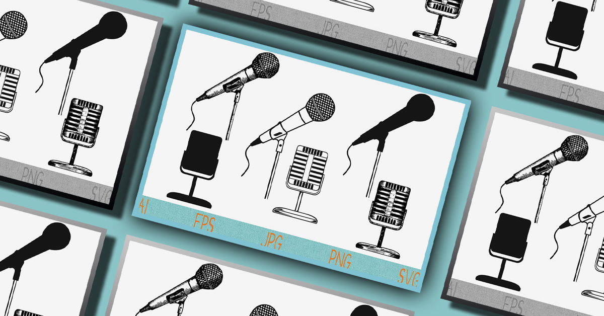 Microphone on a Stand Set Vector SVG – MasterBundles
