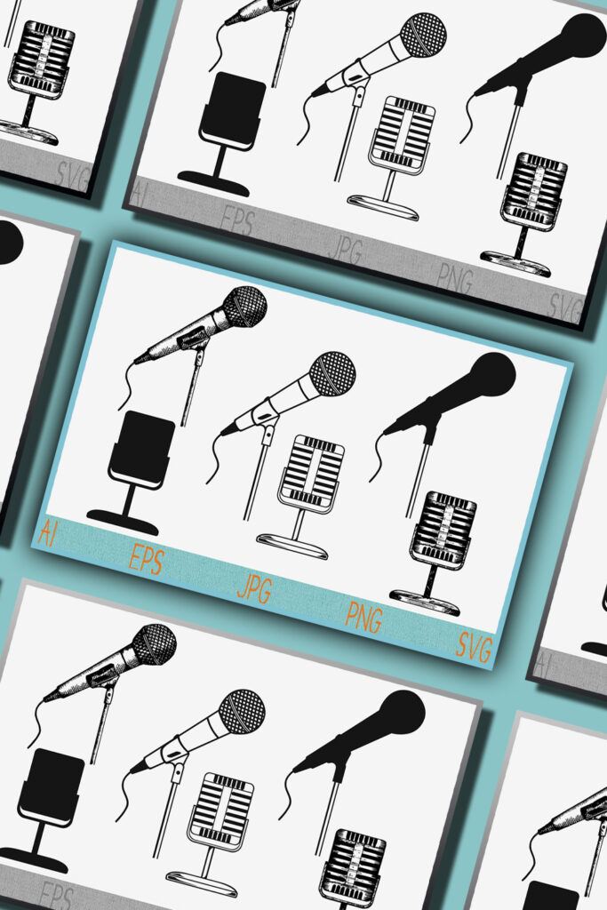 Microphone on a Stand Set Vector SVG – MasterBundles