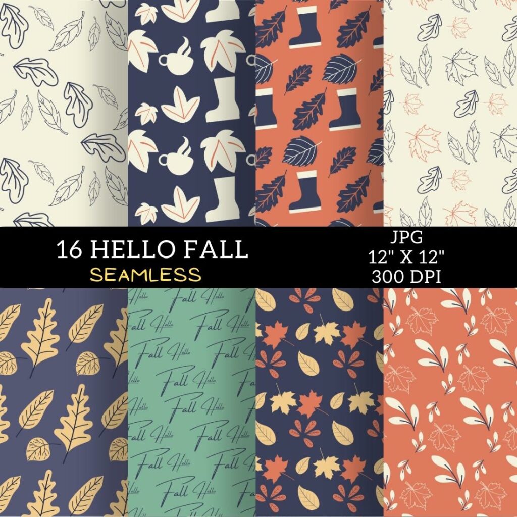 Fall Digital Paper Patterns Design - MasterBundles