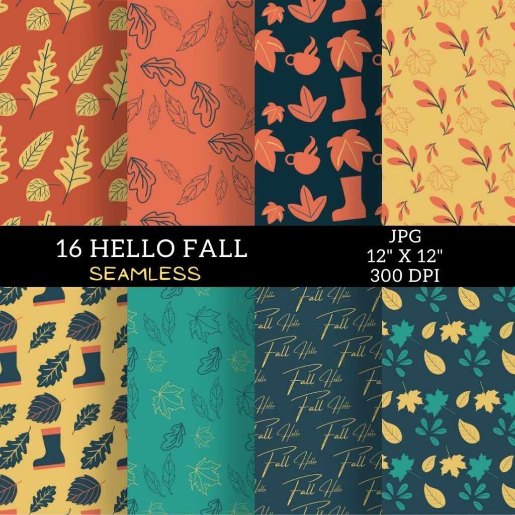 Fall Digital Paper Patterns Design - MasterBundles