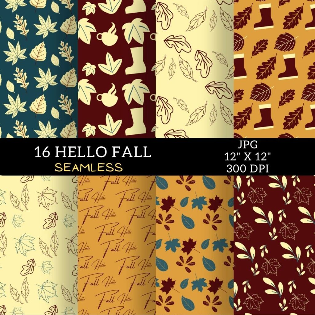 Autumn Digital Paper Patterns Design - MasterBundles