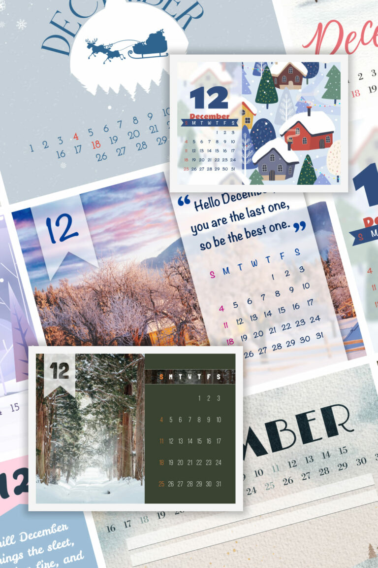 10 Free Editable December Calendars – MasterBundles