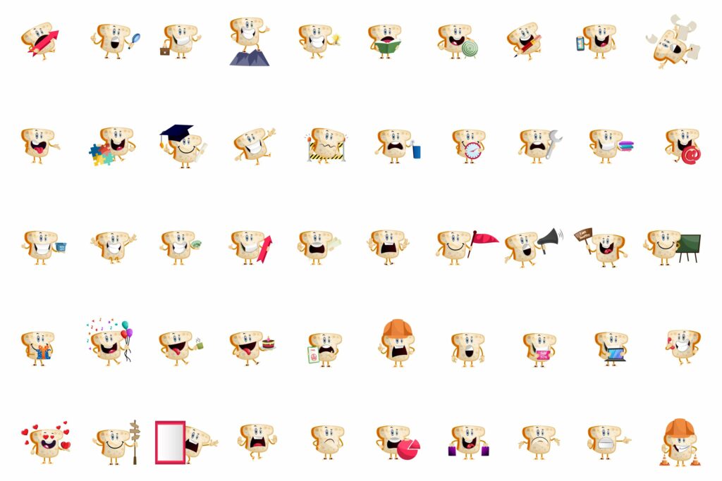 50 Bread Character/Expression Illustrations – MasterBundles