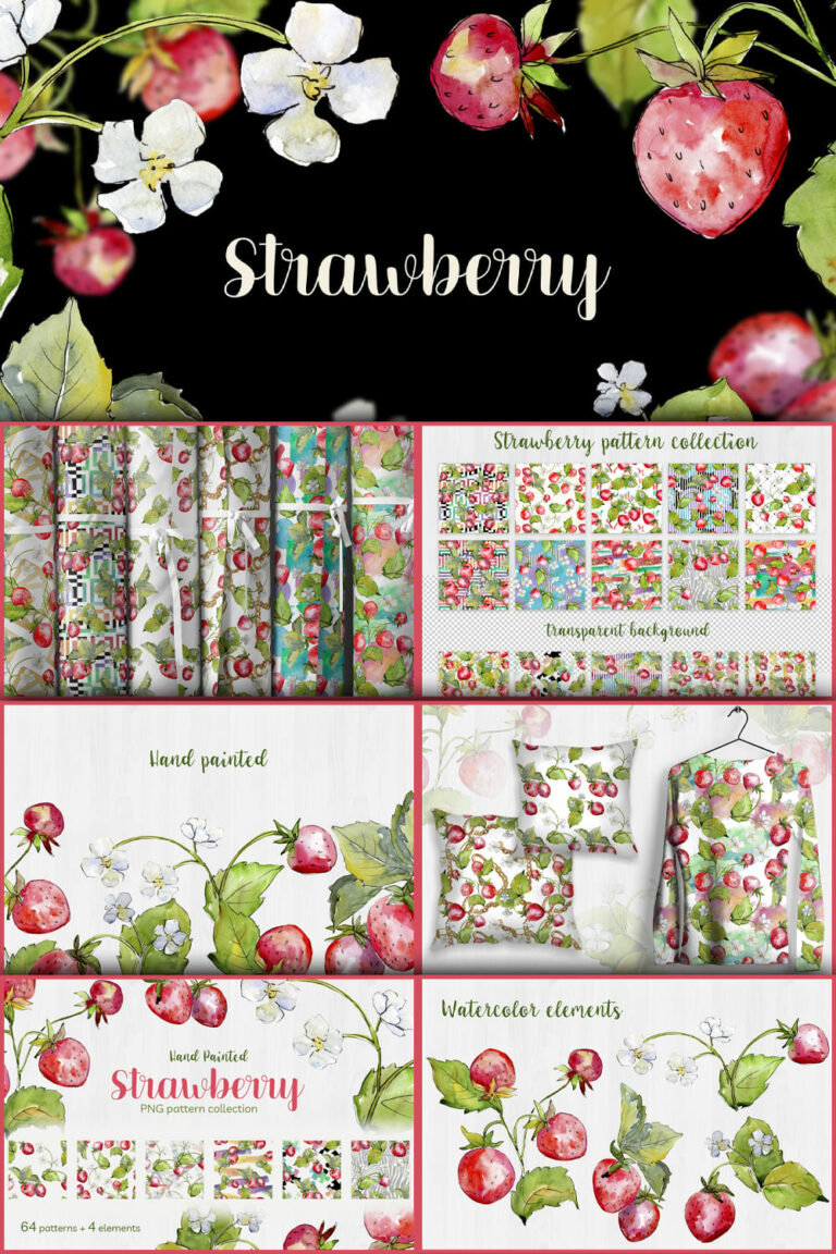 Sweet Watercolor Strawberry PNG – MasterBundles