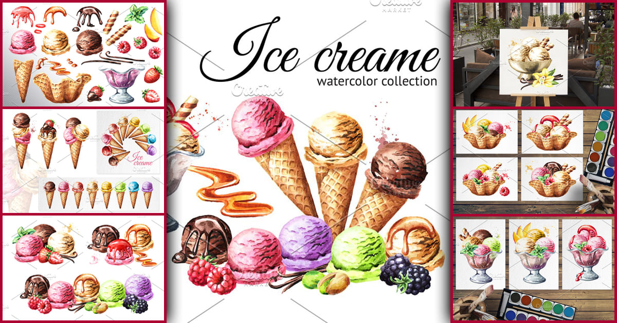 Ice Cream. Watercolor Collection – MasterBundles