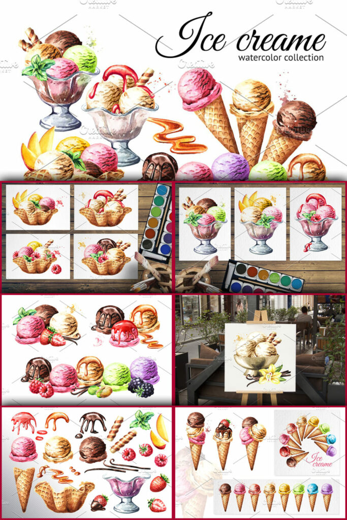 Ice Cream. Watercolor Collection – MasterBundles