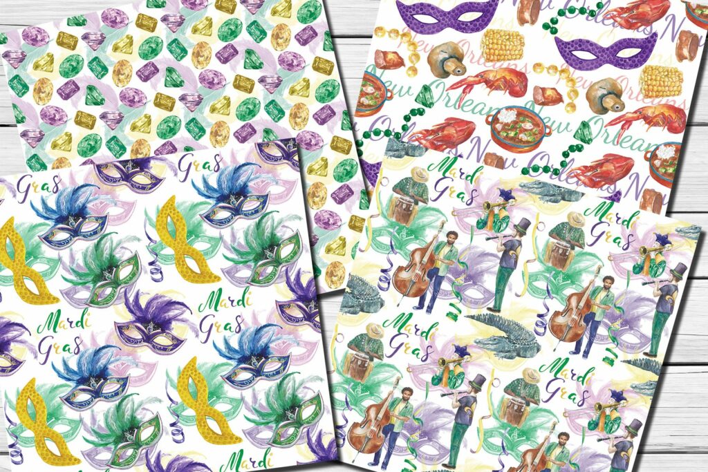 Mardi Gras New Orleans Patterns – MasterBundles